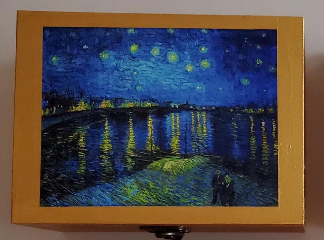 Four Gold Wood Memory Storage Boxes 6.75”x5”x3” With Vinyl Stickers of ...