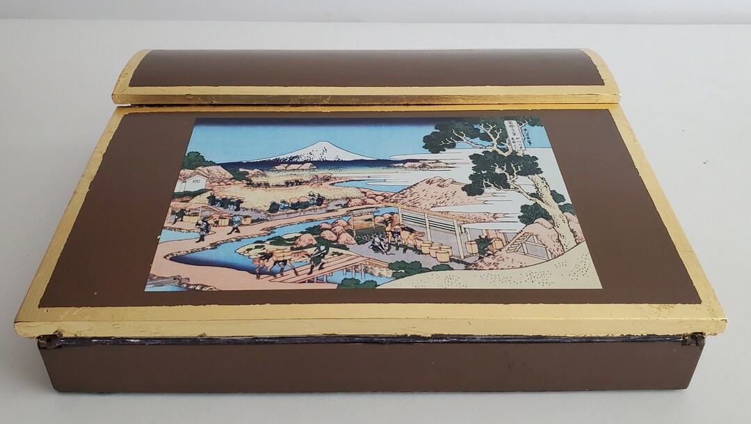 Vintage Wooden Slope Writing Desk / Victorian Lap Desk Embellished With ...