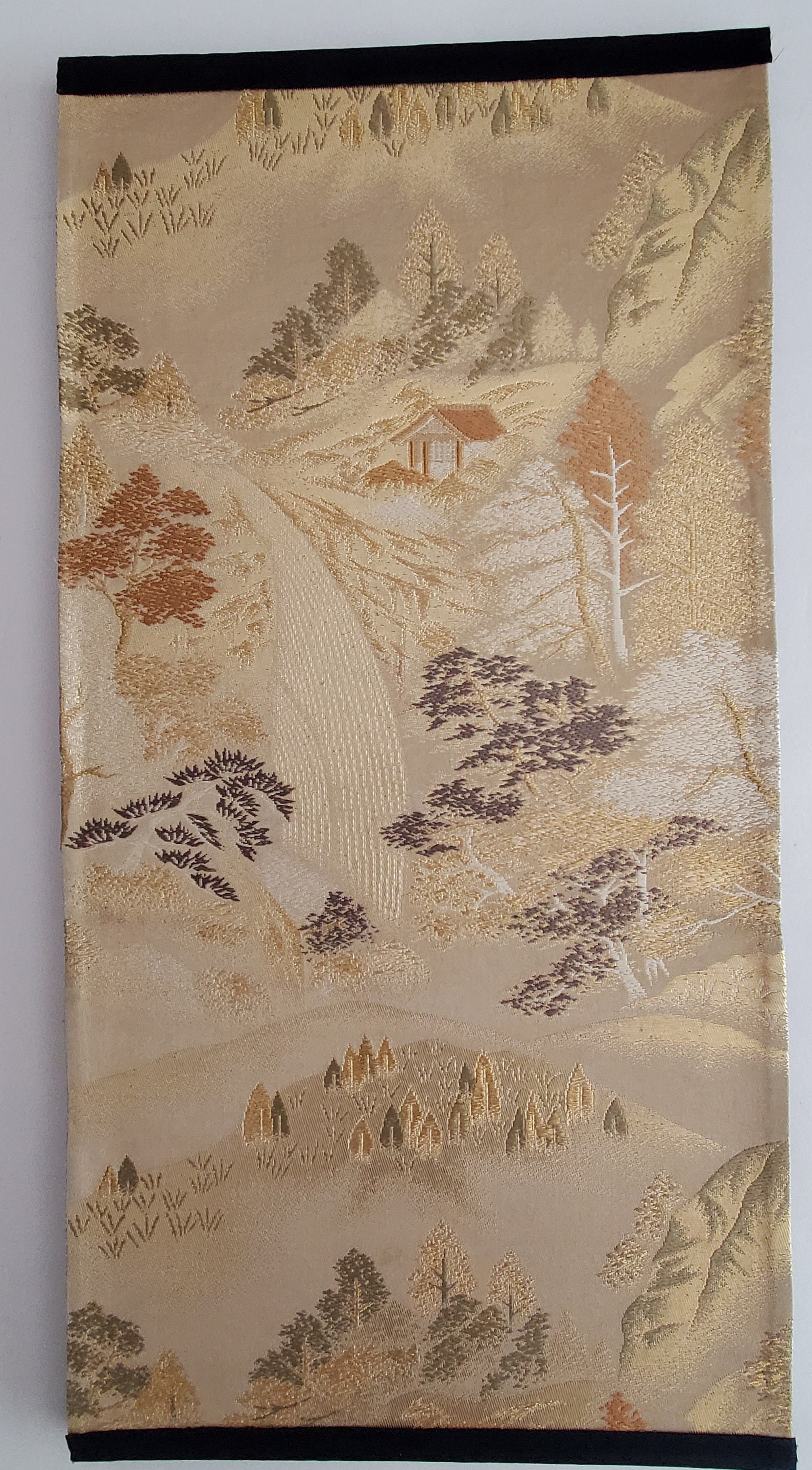 Curated Set of Three 12” X 24” Obi Sash Pieces Glued to a Stretched ...