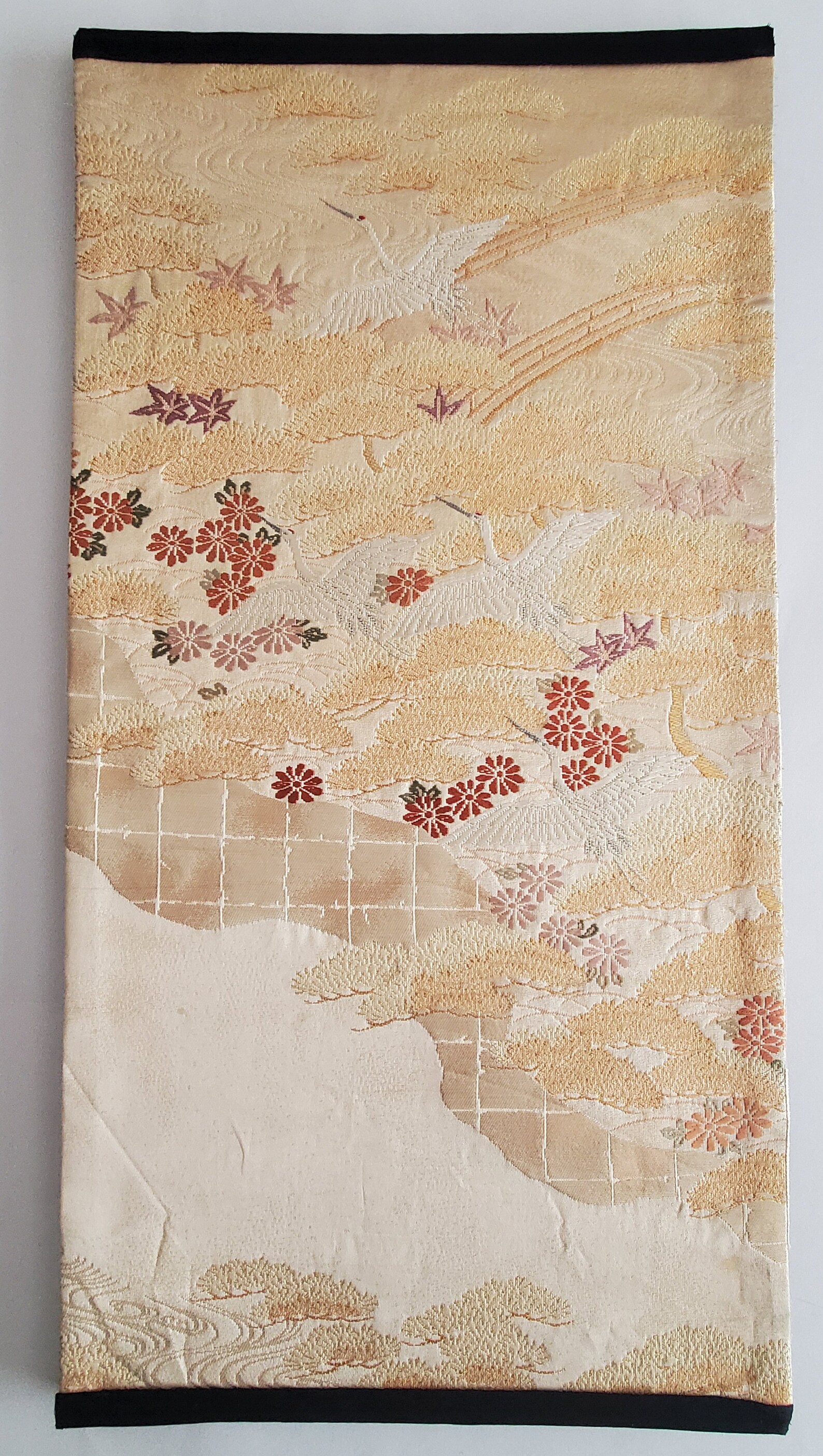 Curated Set of Two 12” X 24” Japanese Obi Sash Pieces Glued to ...