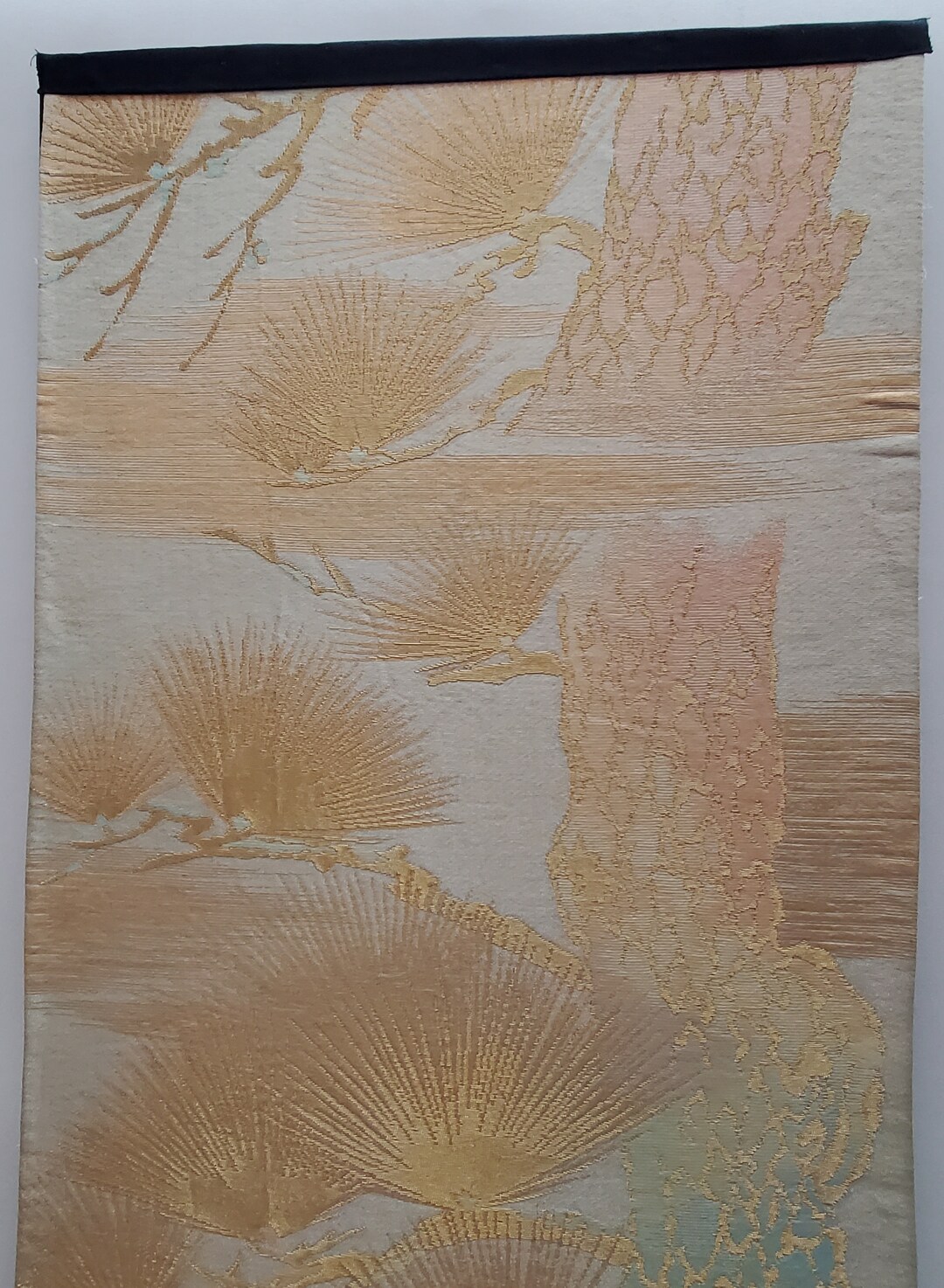 Curated Set of Two 12” X 36” Obi Sash Pieces Glued to Stretched Canvas ...