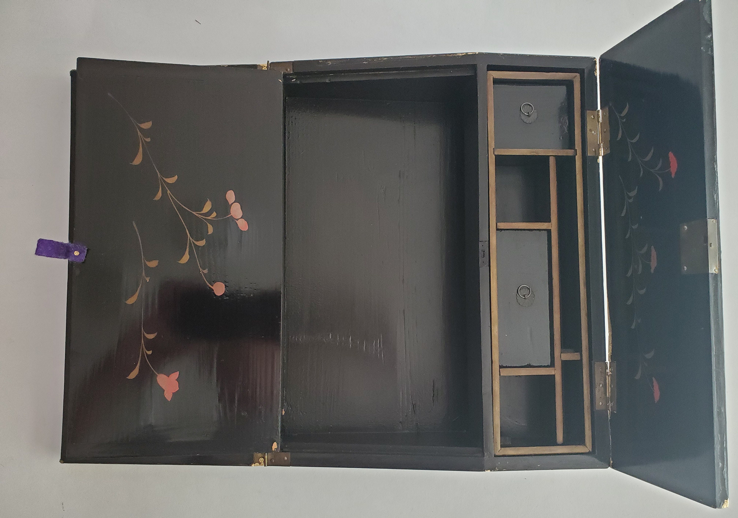 Vintage Wooden Slope Writing Desk / Victorian Lap Desk Embellished With ...