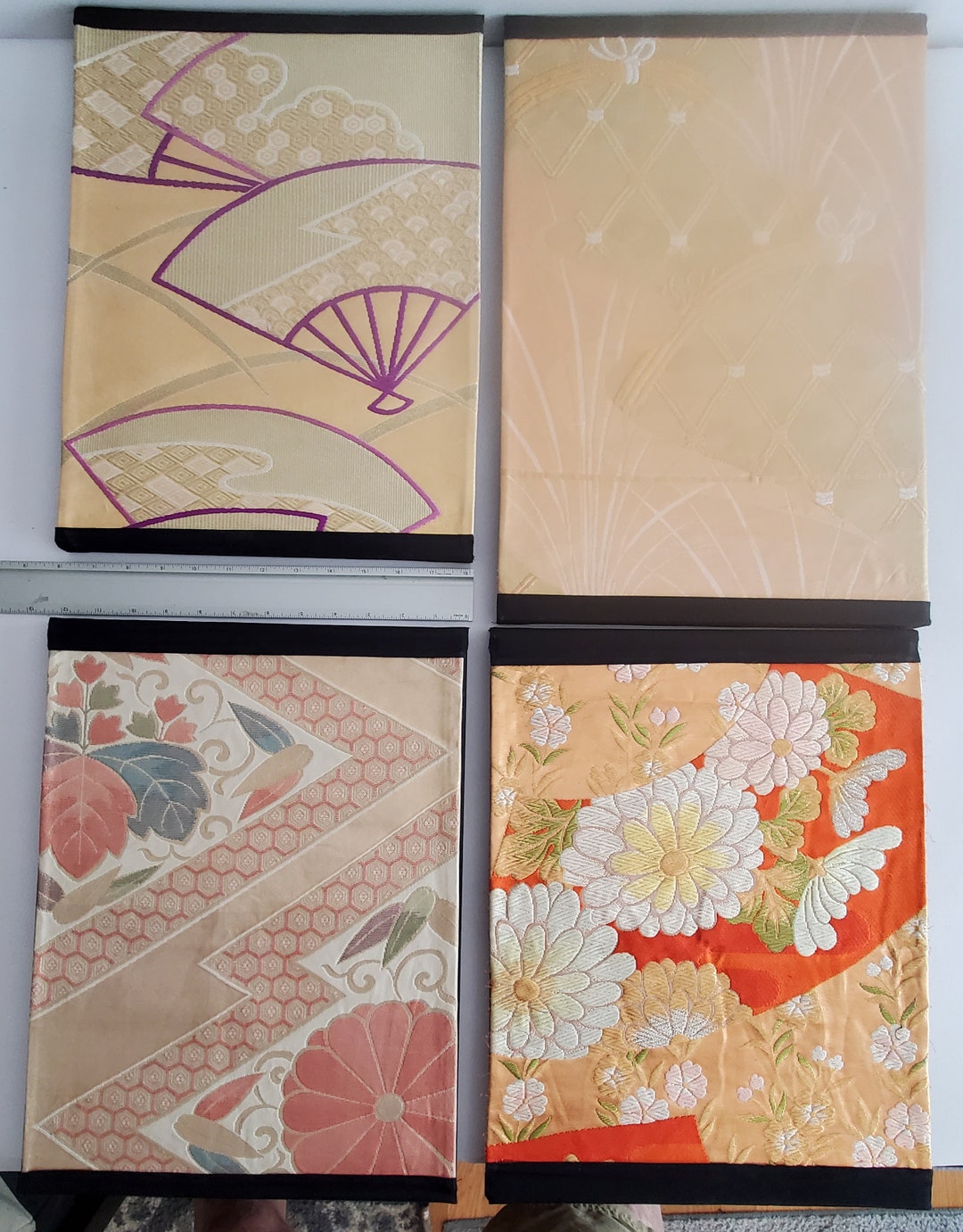 Lot of Three 12 X 16 Obi Sash Pieces and One 12 X 18 Obi Sash Piece ...