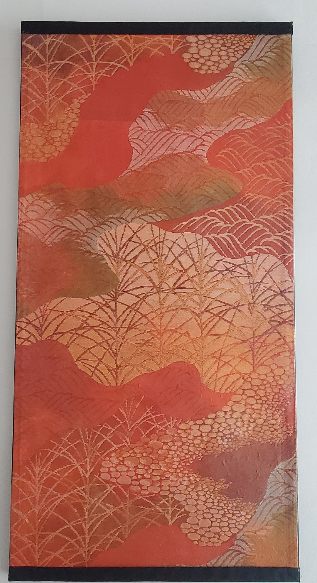 Curated Set of Two 12” X 24” Japanese Obi Sash Pieces Glued to ...