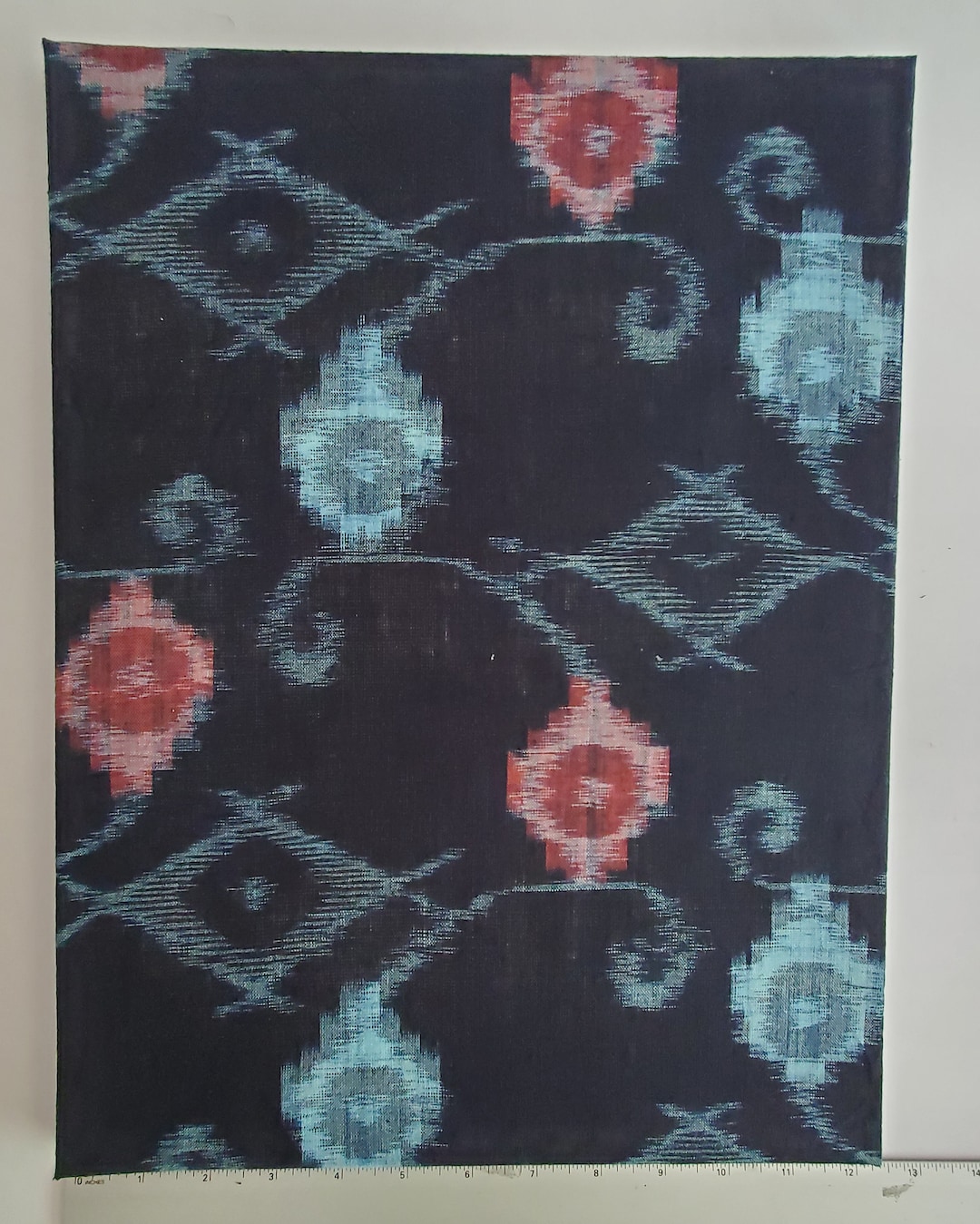 Curated Set of Three 12” X 16” Japanese Kasuri Fabric Pieces Glued to a ...