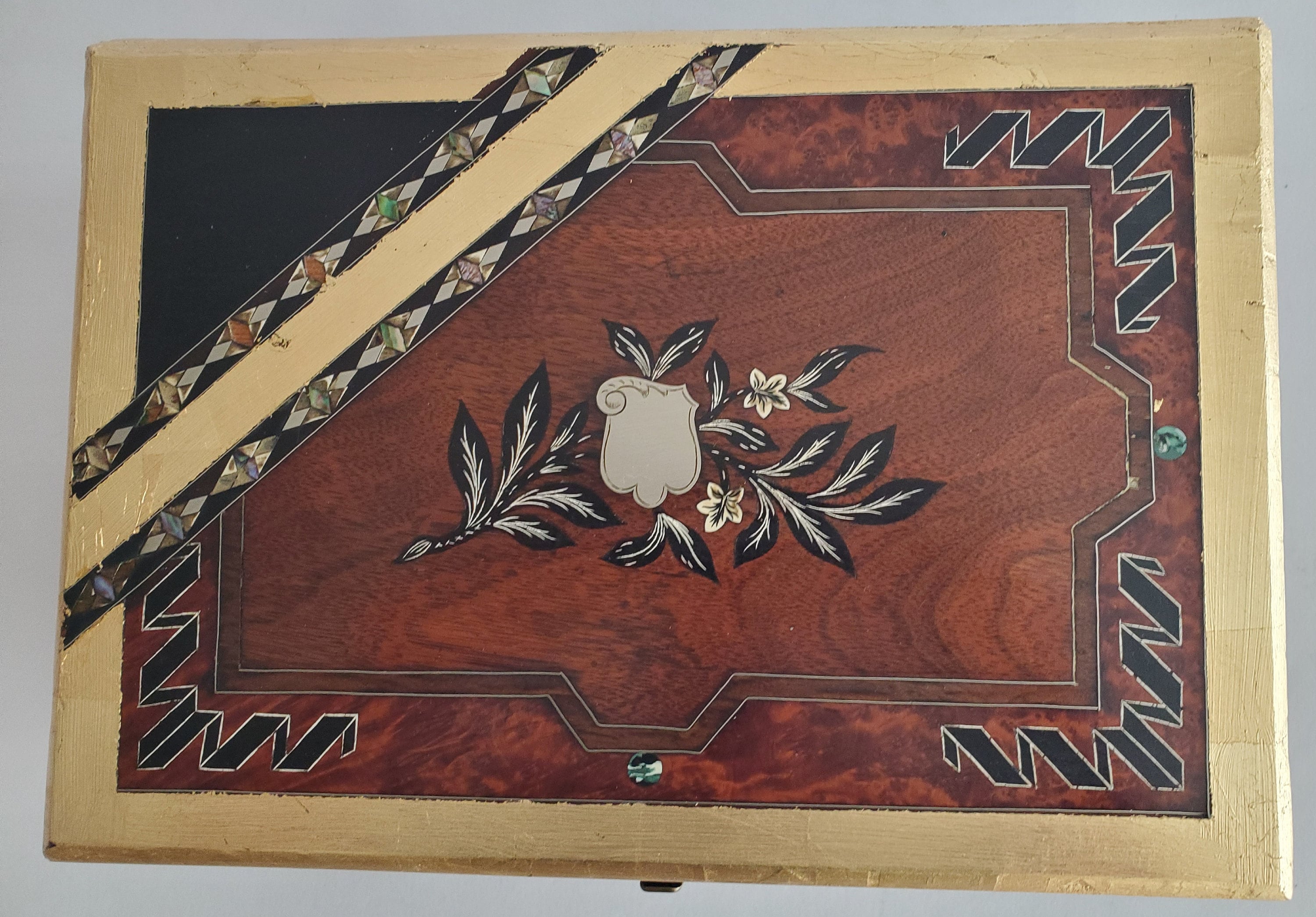 Vintage Wooden Slope Writing Desk / Victorian Lap Desk Embellished ...