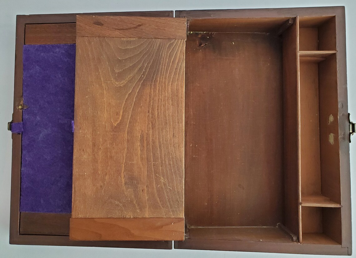 Vintage Wooden Slope Writing Desk / Victorian Lap Desk Embellished With ...