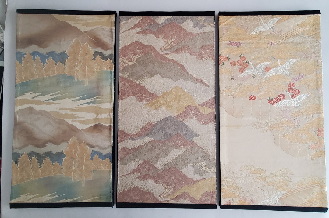 Curated Set of Three 12 X 24 Japanese Obi Sash Pieces Glued - Etsy