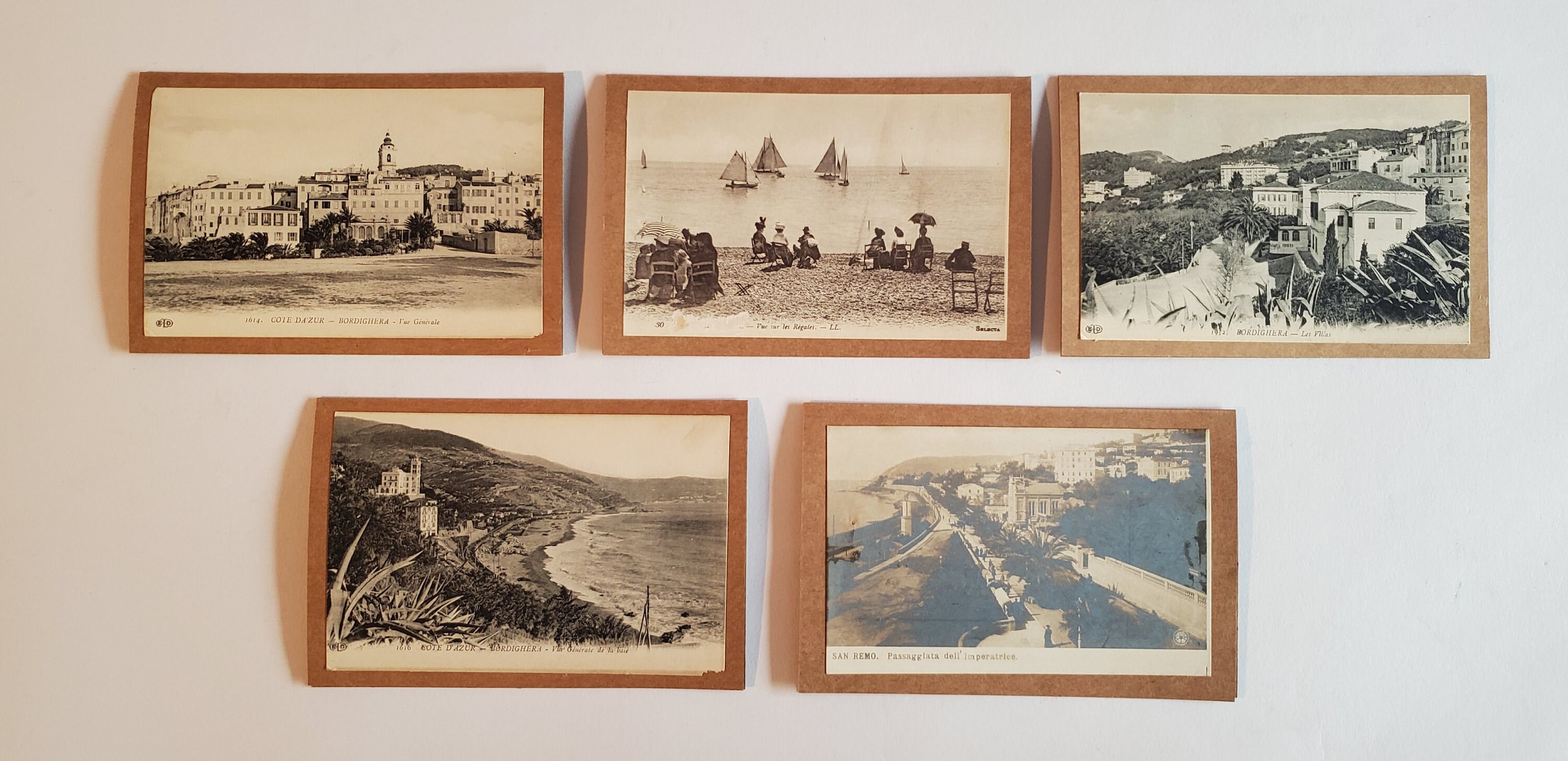 Vintage Italian Postcards of Italy and Genoa Glued to Kraft Brown ...