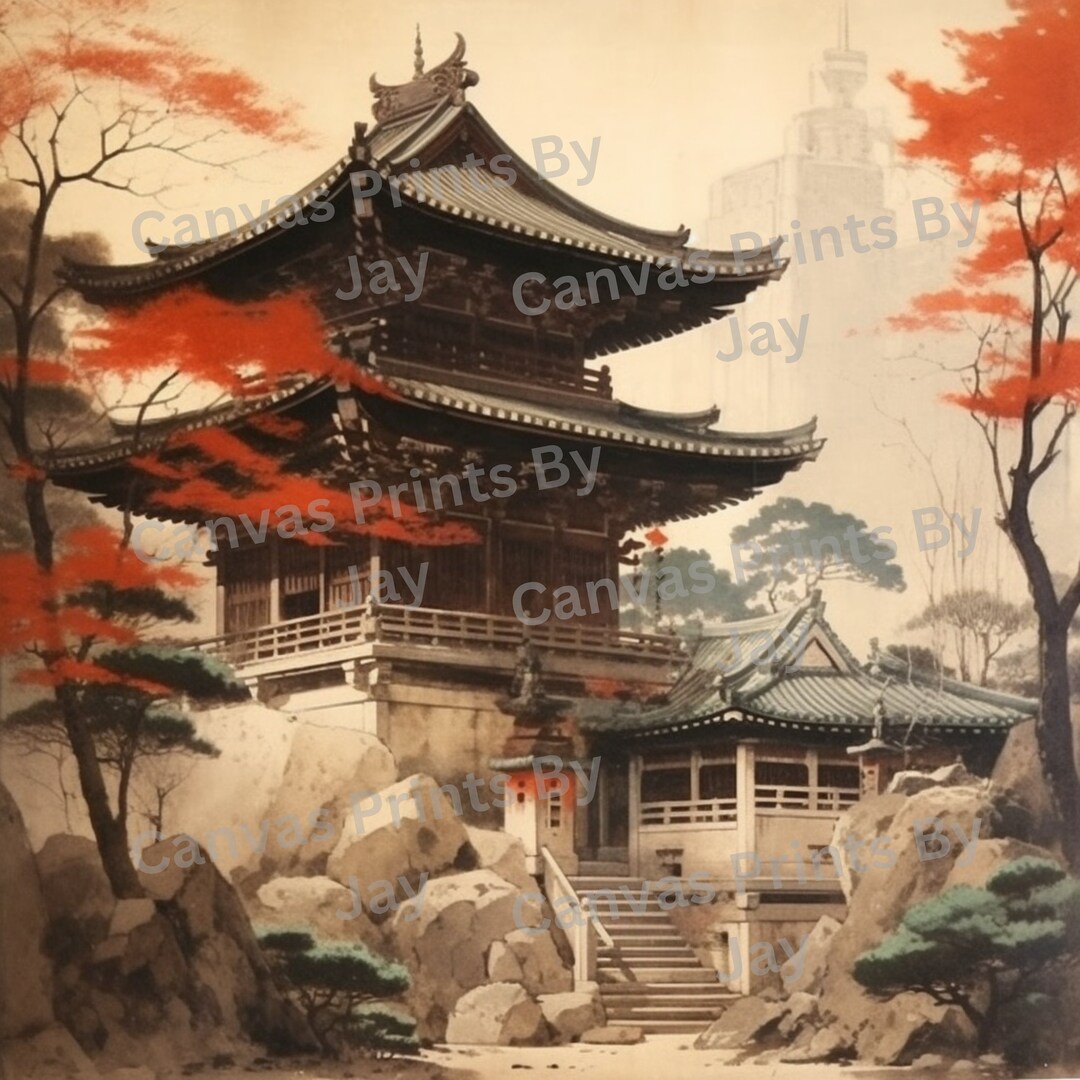 Digital Art Ancient Japanese Style Artwork Wall Art for Home Decor 5 ...