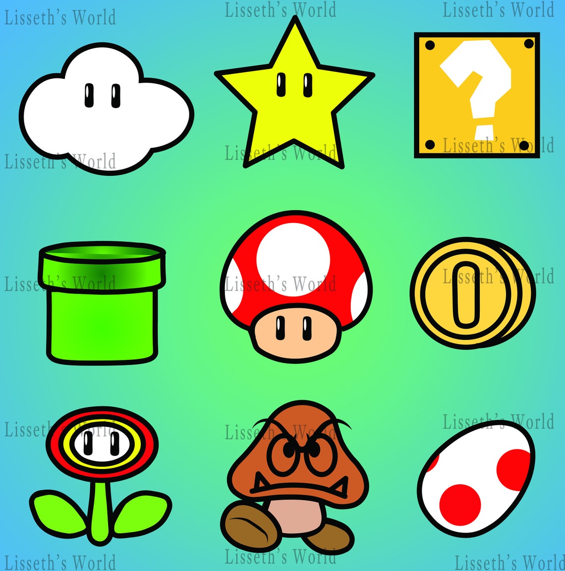 Super Mario SVG Bundle, Super Mario SVG, Mario Set, Mario Characters ...