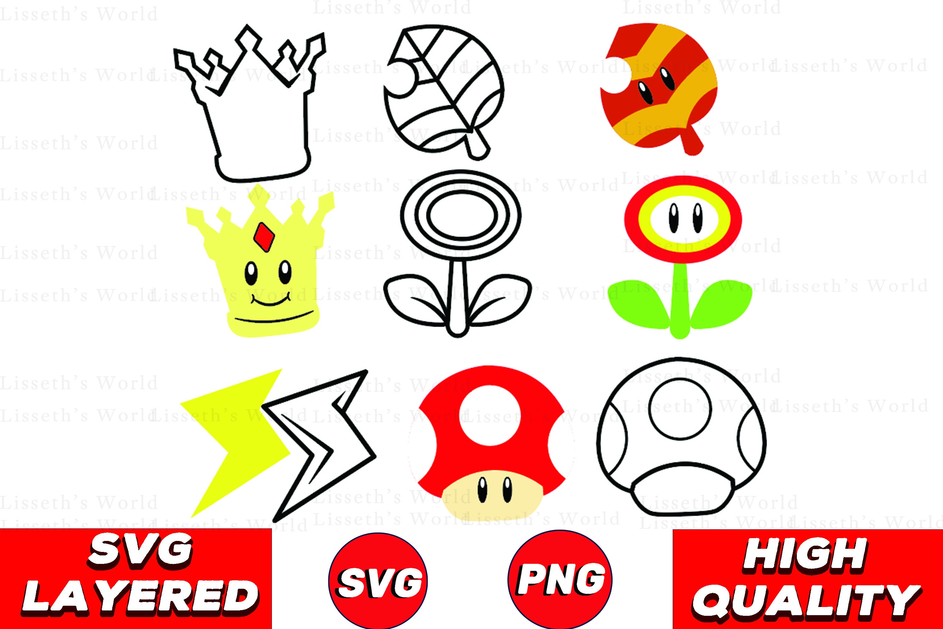 Super Mario Svg Bundle,super Mario Characters,mario Bundle for Cricut ...