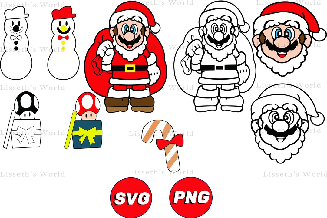 Super Mario SVG Bundle, Super Mario SVG Layered Files, Mario Christmas ...