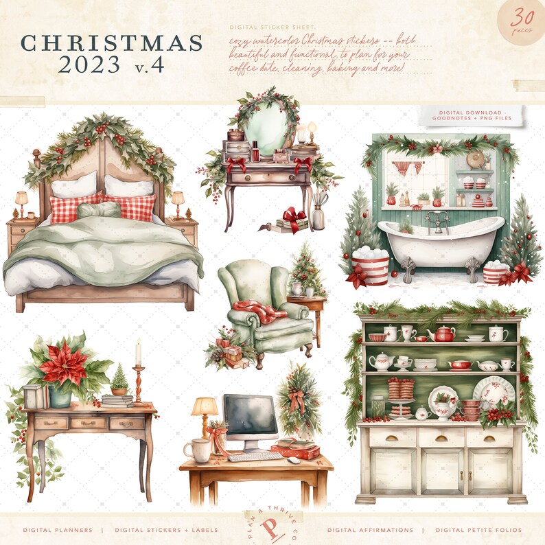 Christmas V4 Digital Sticker Sheet for Festive Digital Planning ...