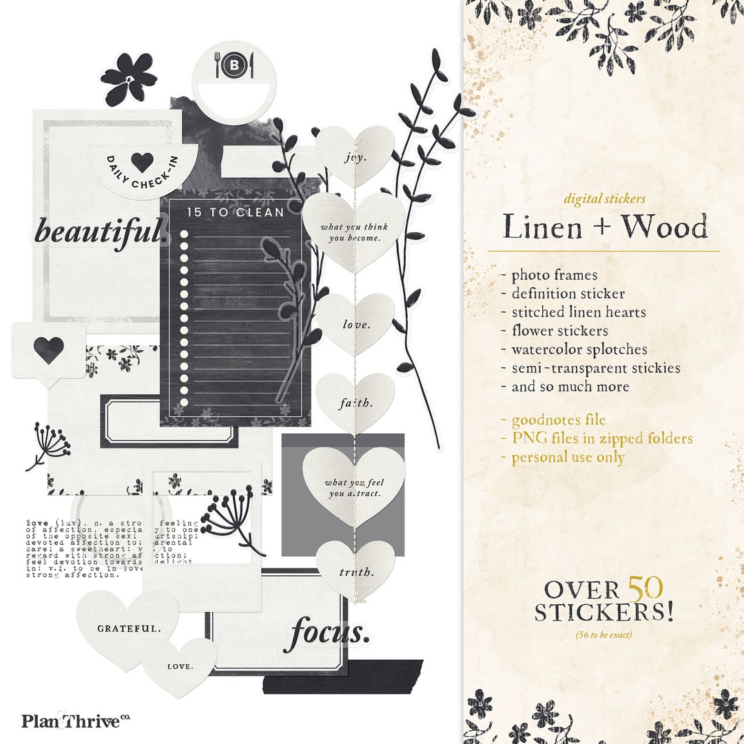 Farmhouse Digital Stickers for iPad | Linen and Wood Set | Goodnotes ...