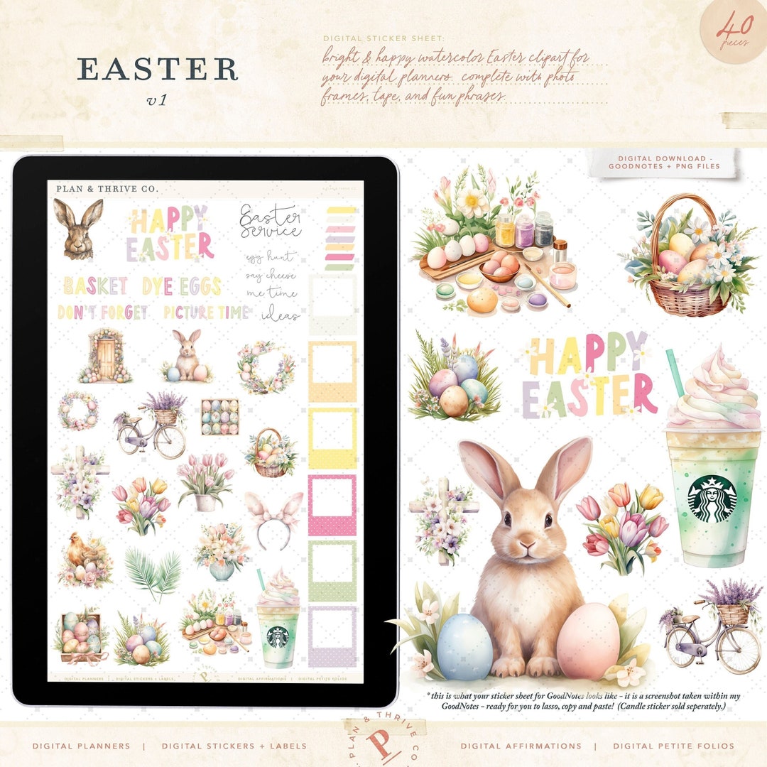 Pastel Easter V1 Digital Sticker Sheet for Digital Planning | Easter ...