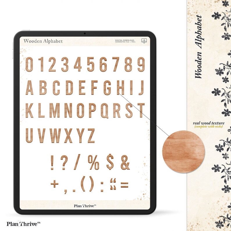 Wooden Alphabet Digital Stickers for iPad | Alpha-number Set ...