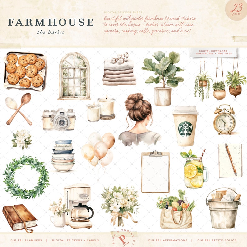 Dreamy Farmhouse Basics Digital Sticker Sheet for Digital Planning ...