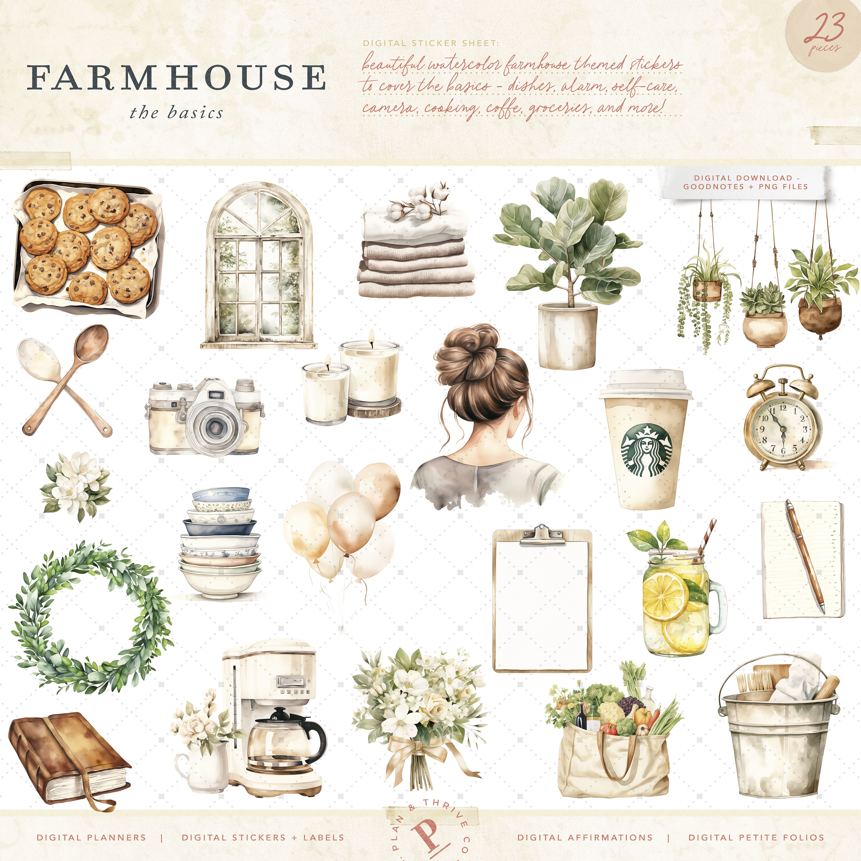 Dreamy Farmhouse Basics Digital Sticker Sheet for Digital Planning ...