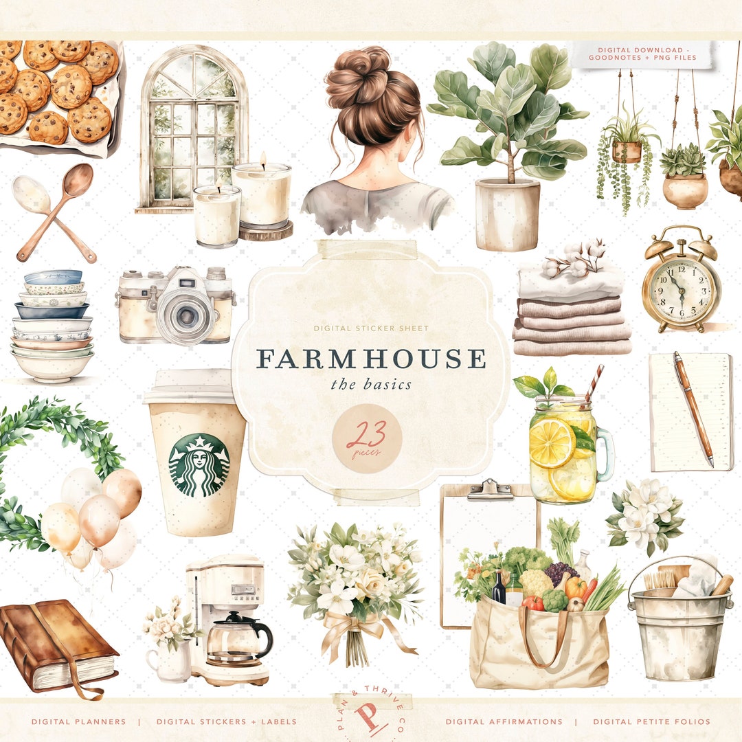Dreamy Farmhouse Basics Digital Sticker Sheet for Digital Planning ...