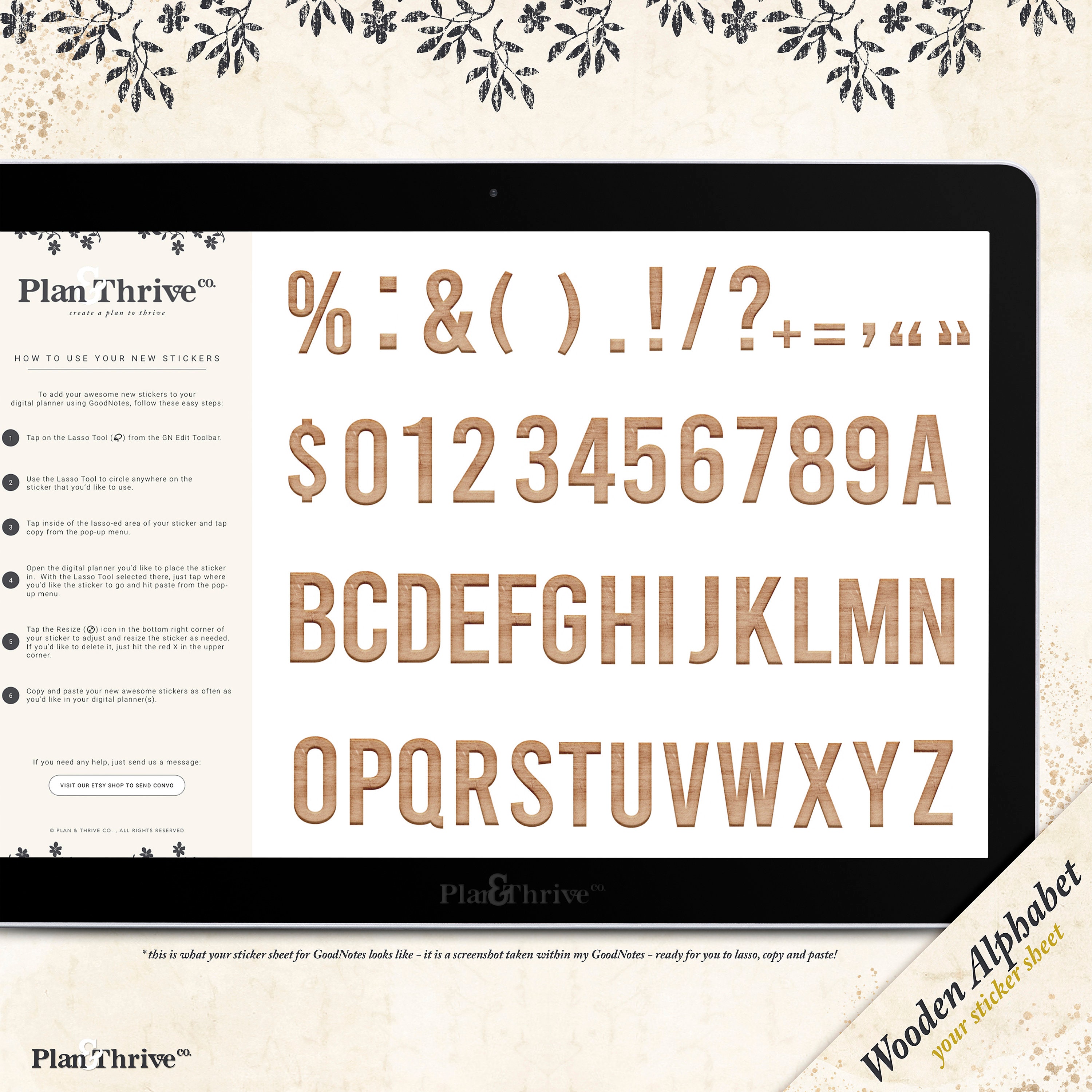 Wooden Alphabet Digital Stickers for iPad | Alpha-number Set ...