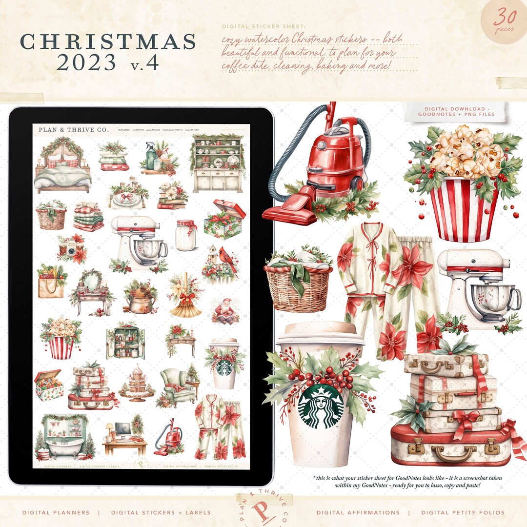Christmas V4 Digital Sticker Sheet for Festive Digital Planning ...
