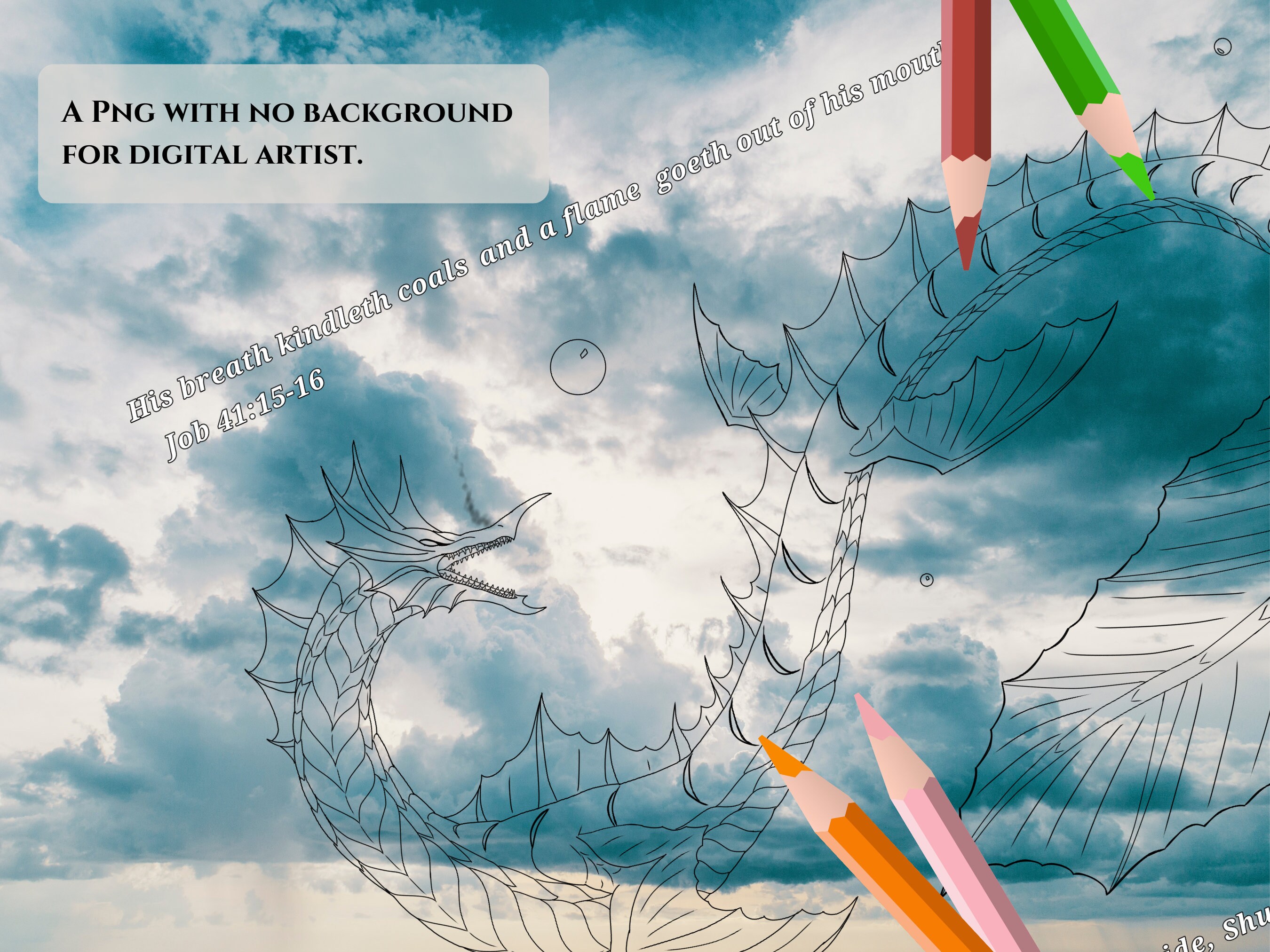 Leviathan Mythical Creature • Bible Coloring • Line Drawing • Coloring ...