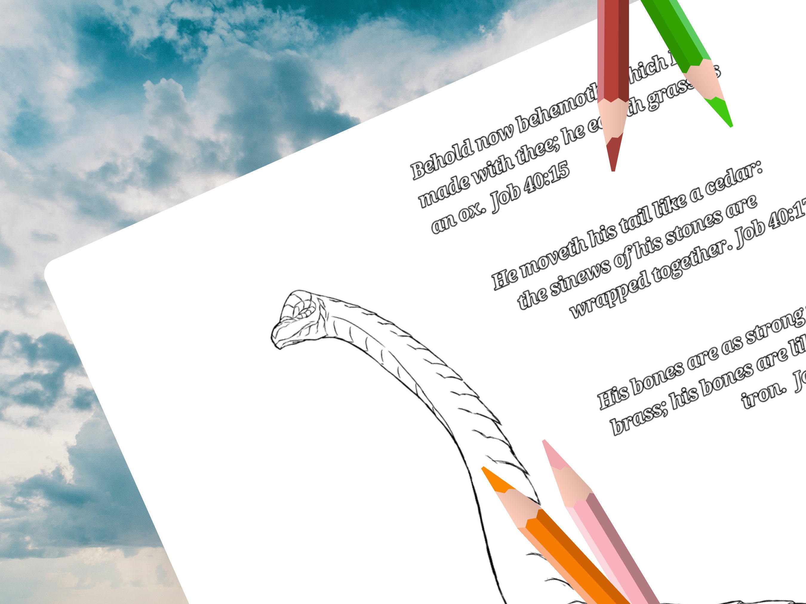 Behemoth Mythical Creature • Bible Coloring • Line Drawing • Coloring ...