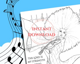 Psalm of the Harp • Bible Verse • Music • Line Drawing • Coloring Page ...
