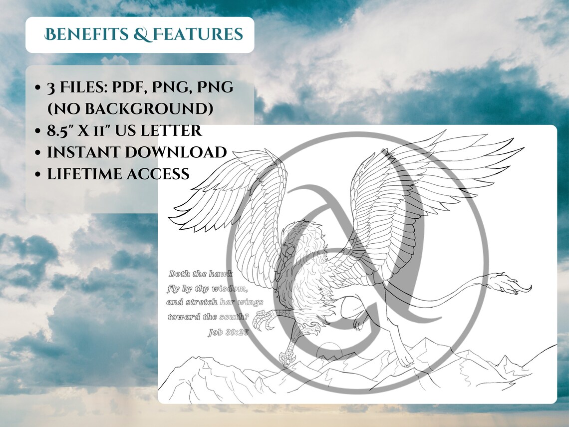 Griffon Mythical Creature • Bible Coloring • Line Drawing • Coloring ...