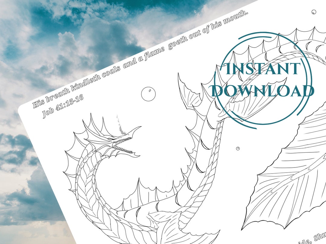 Leviathan Mythical Creature • Bible Coloring • Line Drawing • Coloring ...