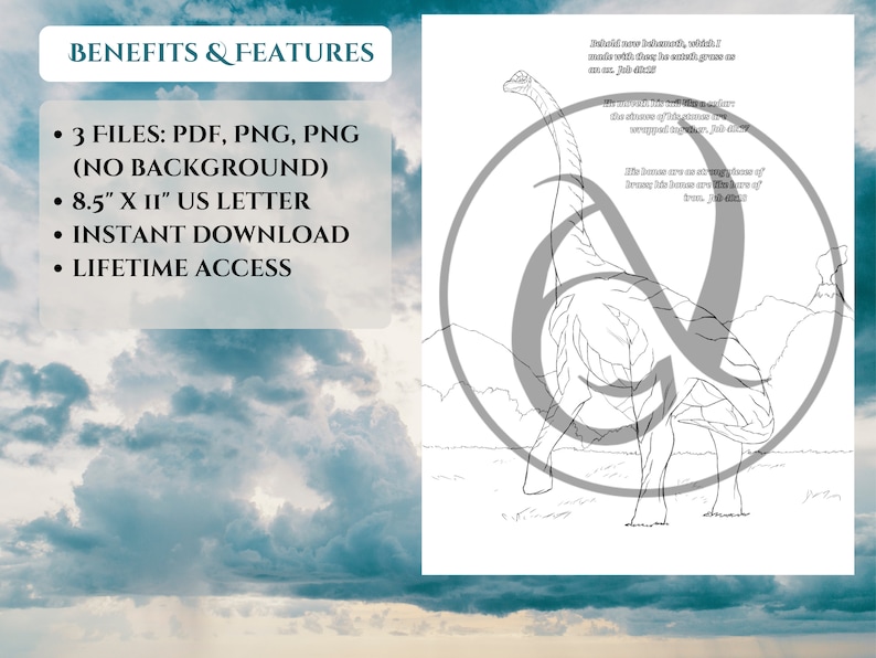Behemoth Mythical Creature • Bible Coloring • Line Drawing • Coloring ...