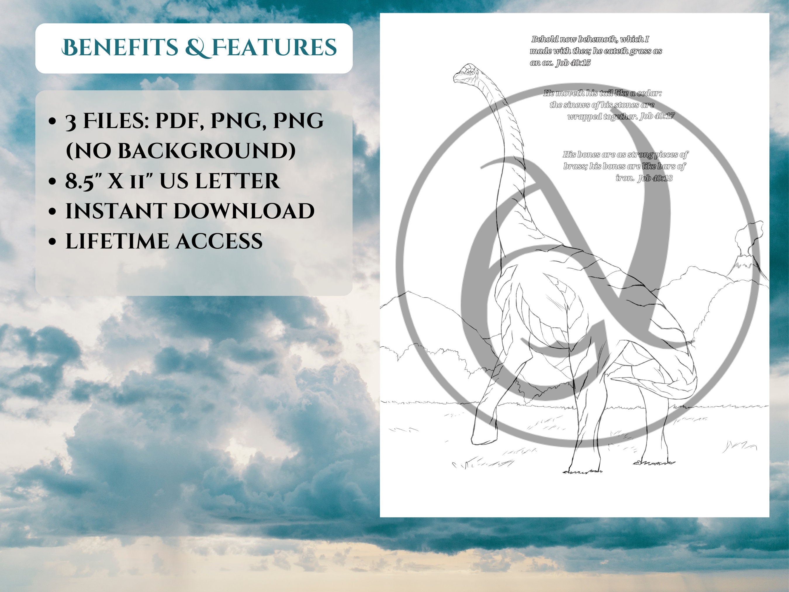 Behemoth Mythical Creature • Bible Coloring • Line Drawing • Coloring ...