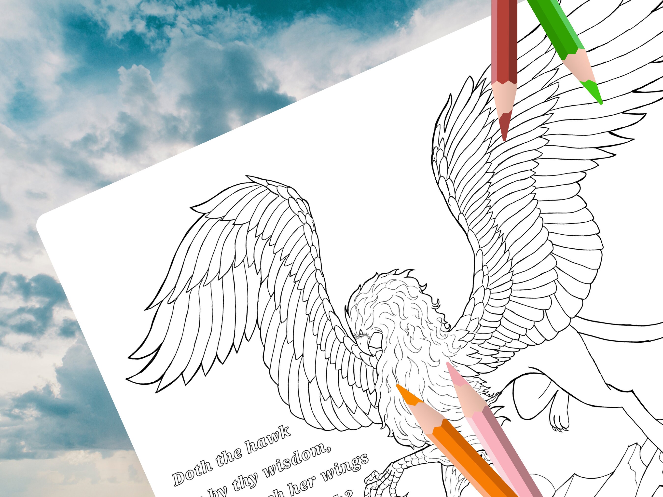 Griffon Mythical Creature • Bible Coloring • Line Drawing • Coloring ...