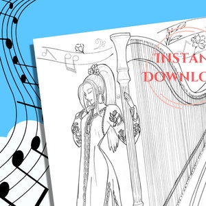 Psalm of the Harp • Bible Verse • Music • Line Drawing • Coloring Page ...