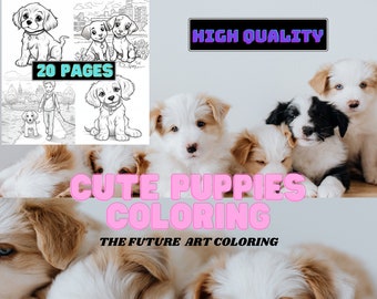 20 Puppy Love Dog Coloring Page Book, Adults + Kids- Instant Download ...