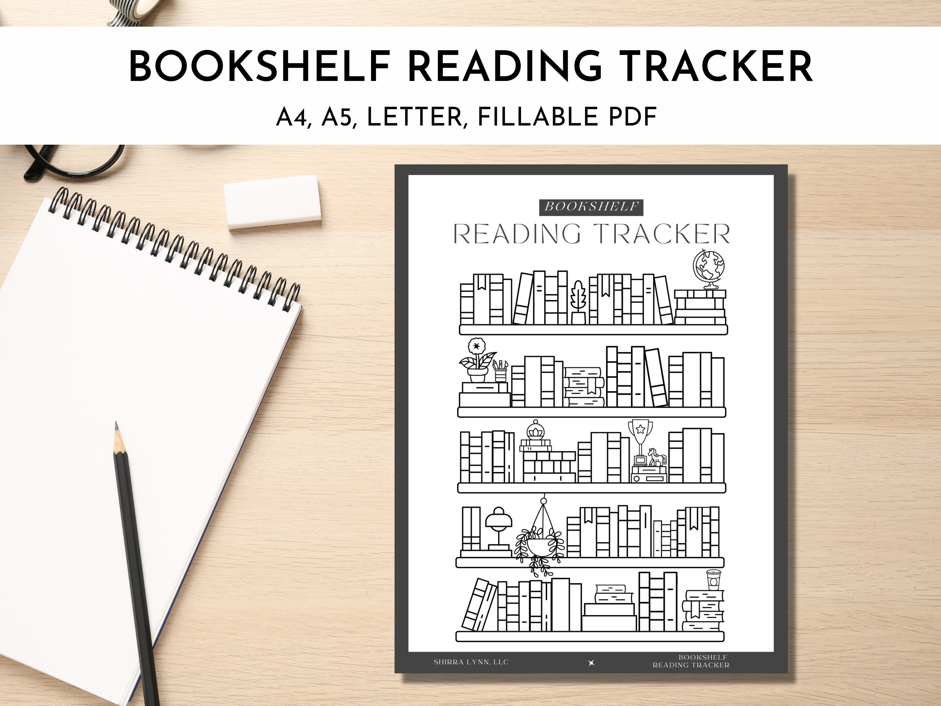 Bookshelf Tracker Printable, Digital, Digital Reading Challenge ...