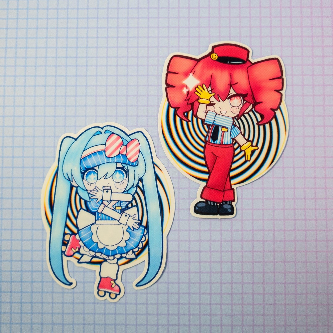 Chibi Mesmerizer Miku and Teto Vinyl Sticker - Etsy UK