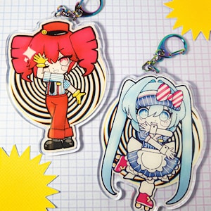 Chibi Mesmerizer Miku and Teto Double-sided Acrylic Keyring/bag Charm ...