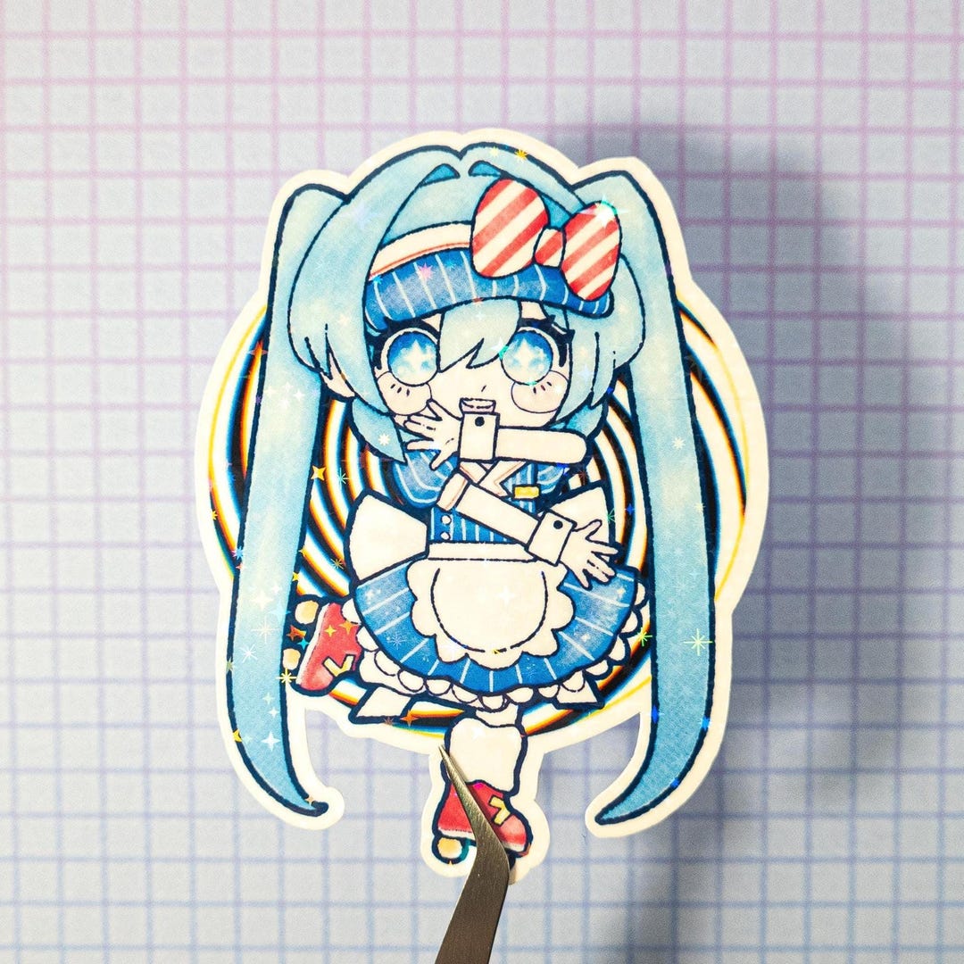 Chibi Mesmerizer Miku Vinyl Sticker | Hypnotised Miku Sticker - Etsy