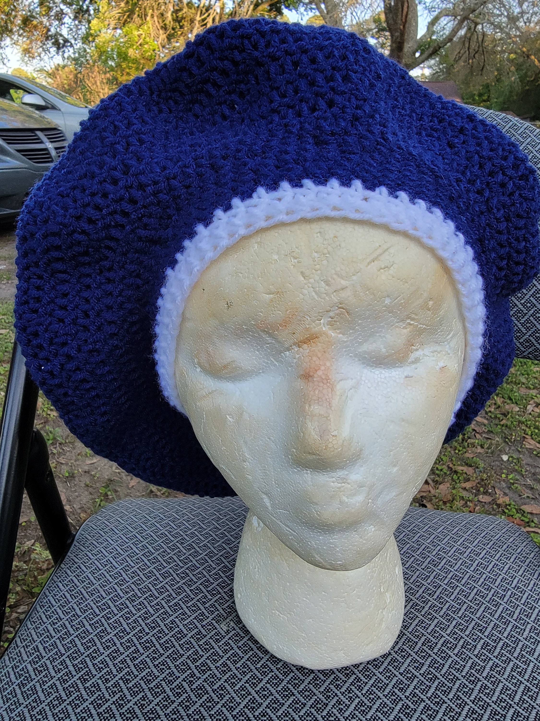 Blue Crochet Baret Hat - Etsy