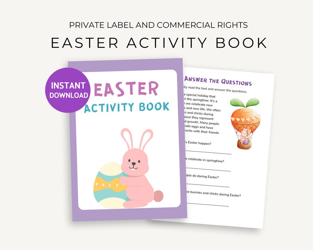 Easter Coloring Book Activity, Printable Coloring Pages for Kids, Fun ...