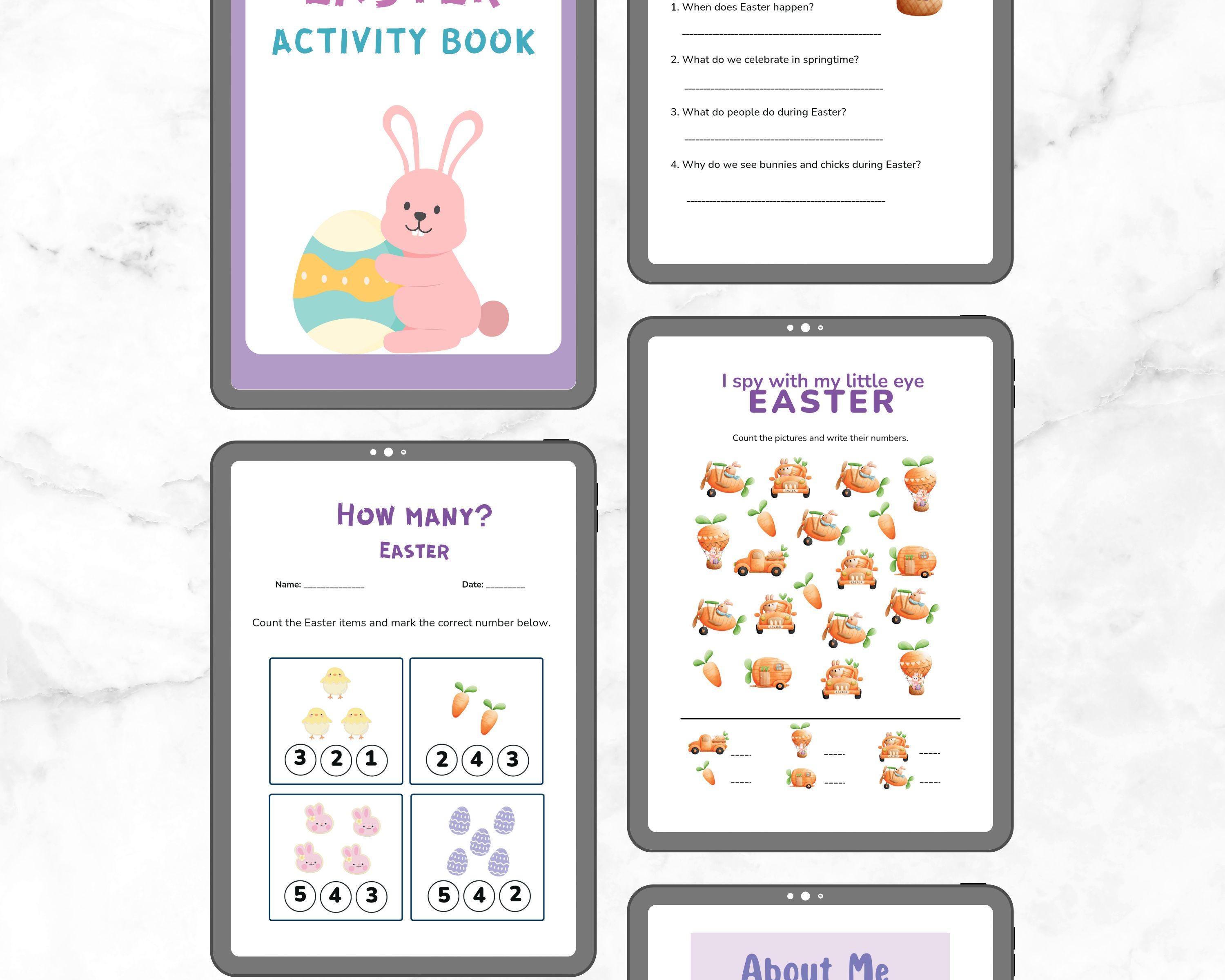 Easter Coloring Book Activity, Printable Coloring Pages for Kids, Fun ...