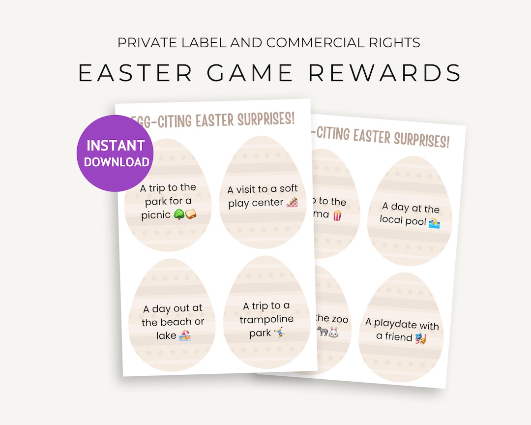 Printable Easter Egg Rewards, Fun Easter Coupons for Kids, Egg Hunt ...