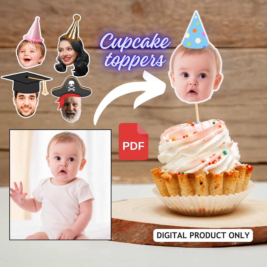 Printable Cupcake Toppers, PNG, Digital Download Customized Cupcake ...