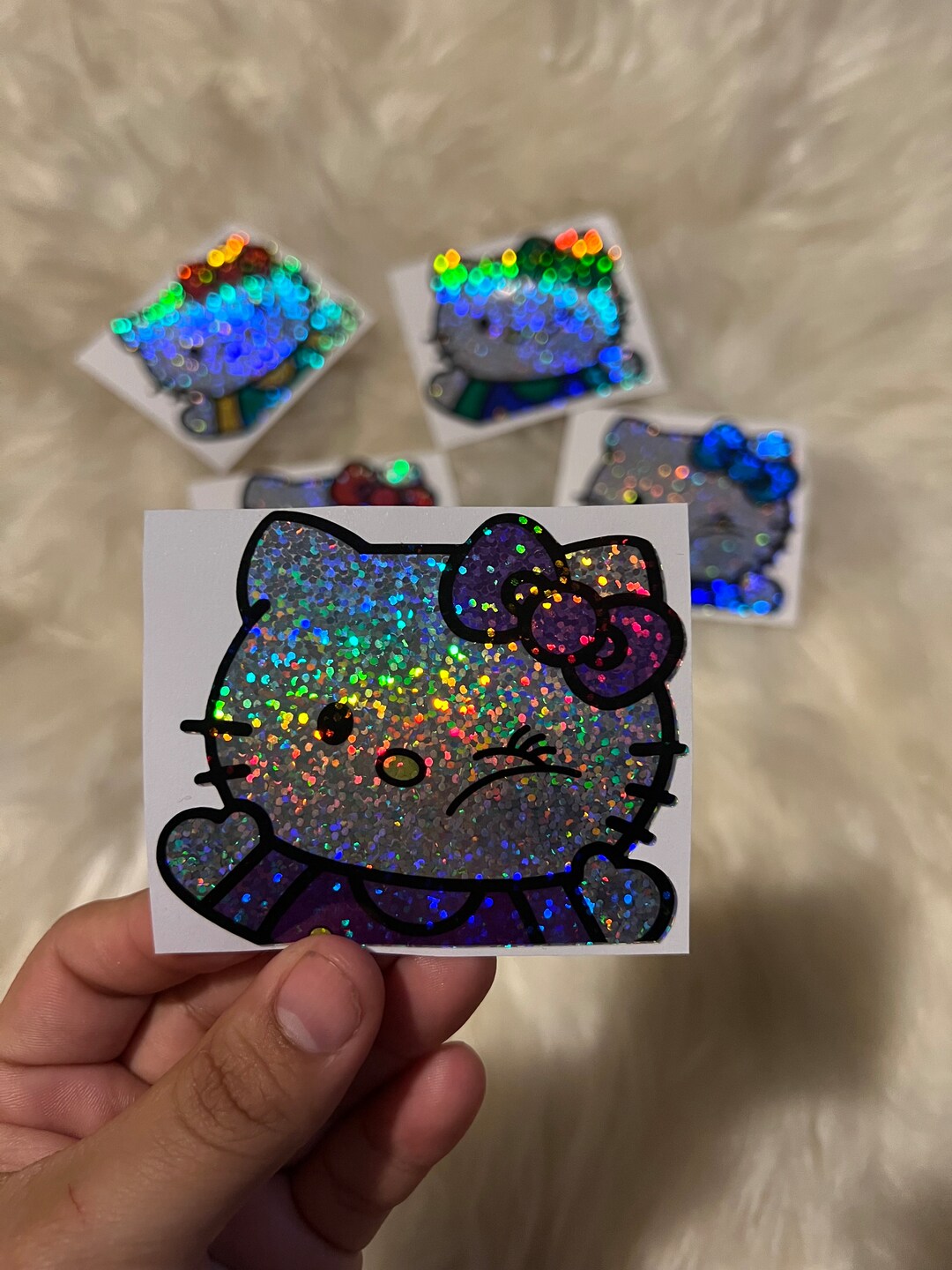 Kawaii Kitty (purple) Waving Car Peeker Decal/ Car Window Sticker ...