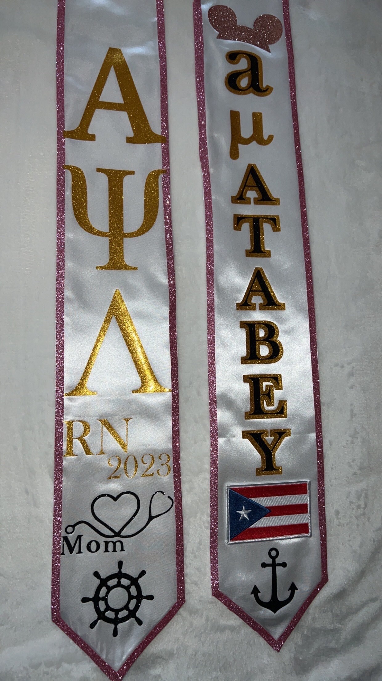 Custom Graduation Stole, Custom Greek Stole, Glitter Stole, Satin Stole ...