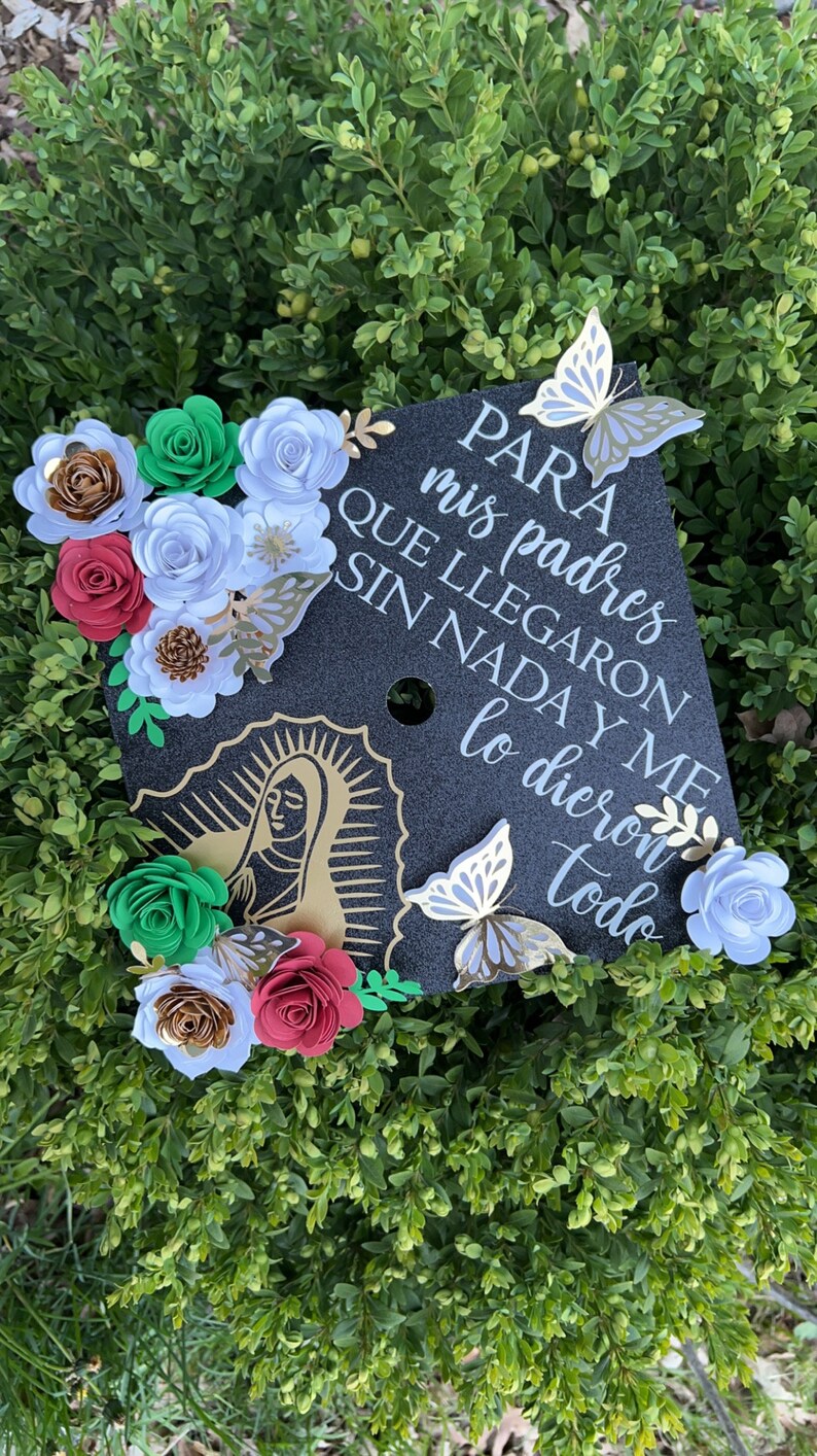Virgin Mary Mexican Graduation Cap Topper, Spanish Cap Topper, White ...