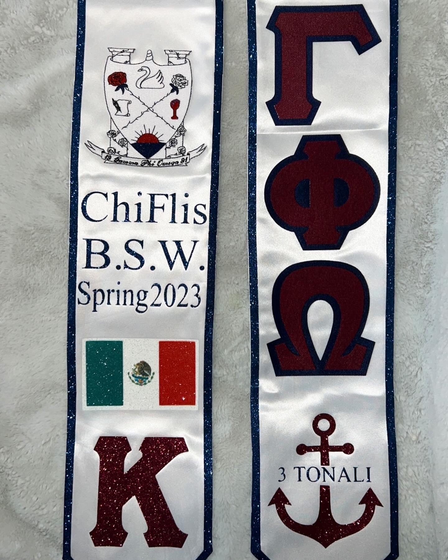 Custom Graduation Stole, Custom Greek Stole, Glitter Stole, Satin Stole ...