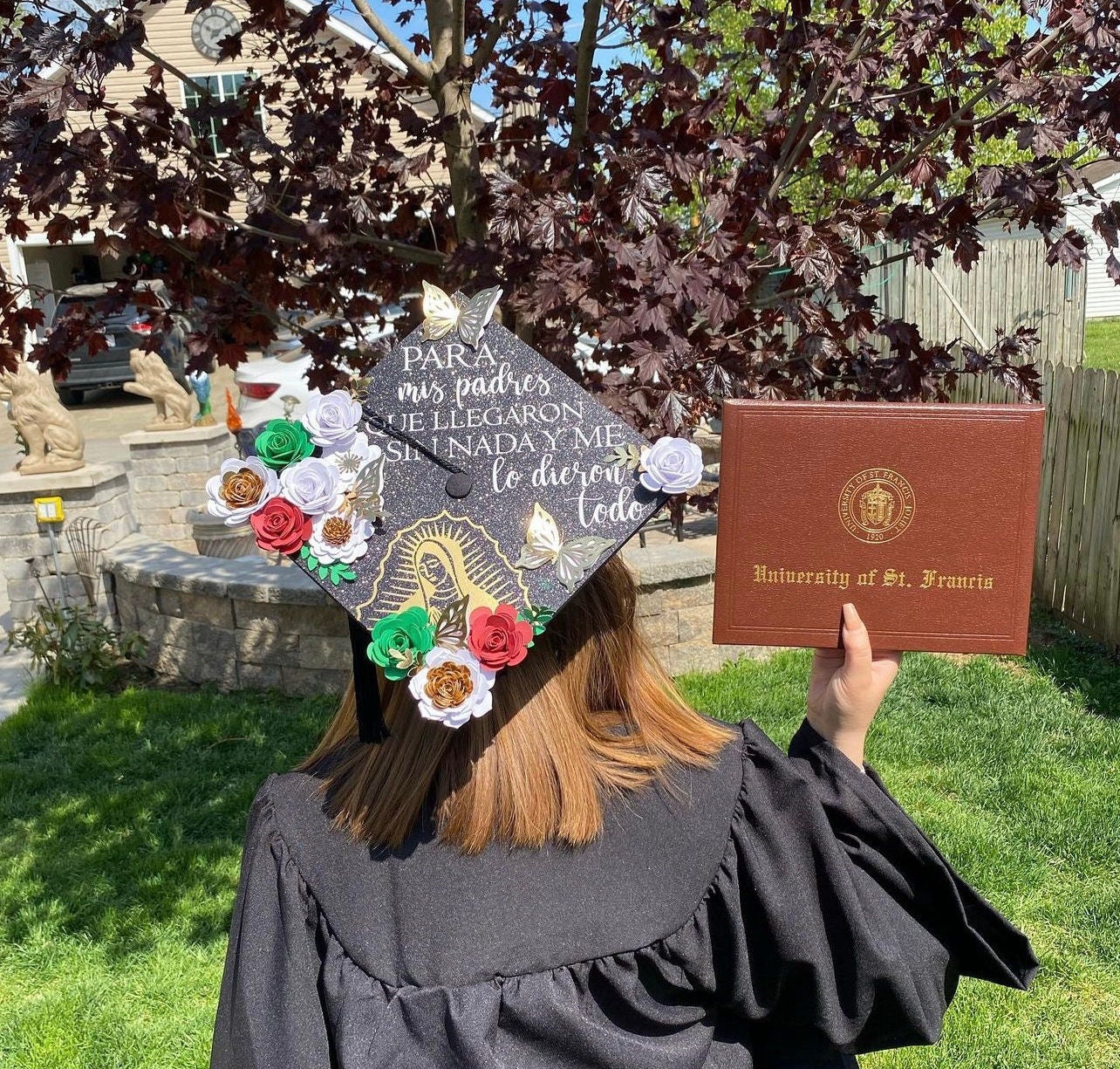 Virgin Mary Mexican Graduation Cap Topper, Spanish Cap Topper, White ...